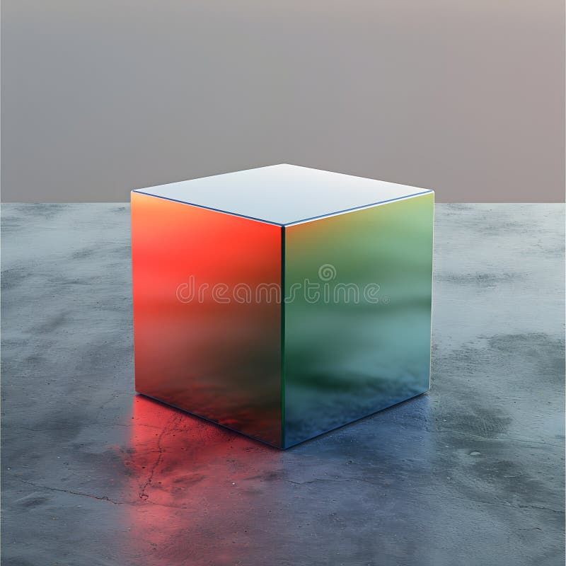 A Colorful Cube Rests on a Marble Surface, Creating a Symmetrical Art ...