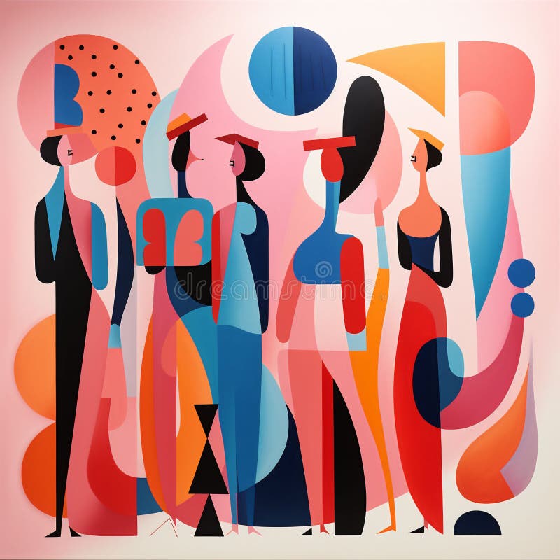 Vibrant Cubism Dreamy Human Graphic Design Stock Illustration ...