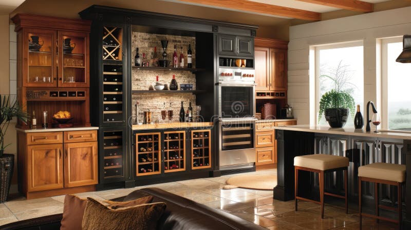 Vibrant Custom Wine Cabinet for Modern Kitchens Stock Illustration ...