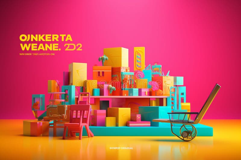 Vibrant Cyber Week Promotional Poster with Bold Stock Illustration ...