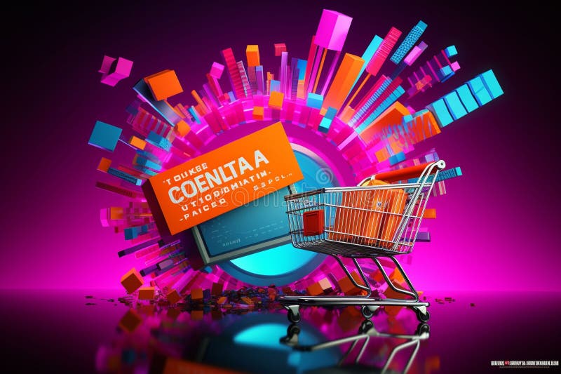 Vibrant Cyber Week Promotional Poster with Bold Stock Illustration ...