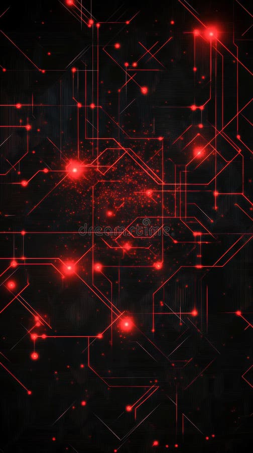 Vibrant Cybernetic Backdrop with Intricate Red and Black Circuitry ...