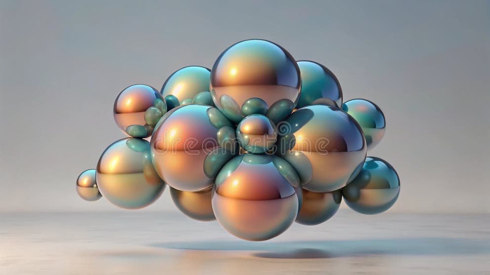 Colorful Abstract Background with Floating Balls in 3D Rendering. Generative AI Stock ...