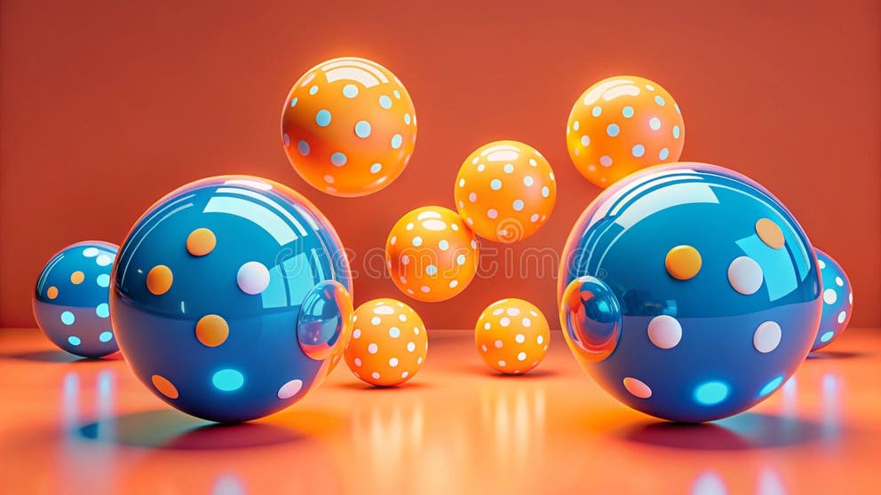 Colorful Abstract Background with Floating Balls in 3D Rendering. Generative AI Stock ...
