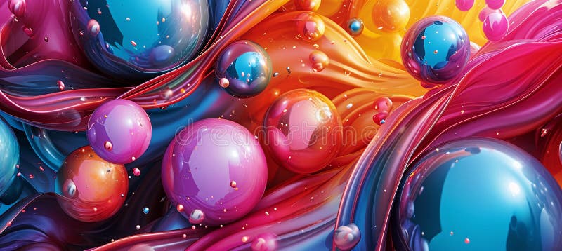 A Vibrant 3D Abstract Illustration Featuring Glossy Spheres and Twisted ...