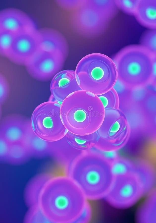 Vibrant 3d Abstract Molecular Structure with Neon Colors and Glossy ...