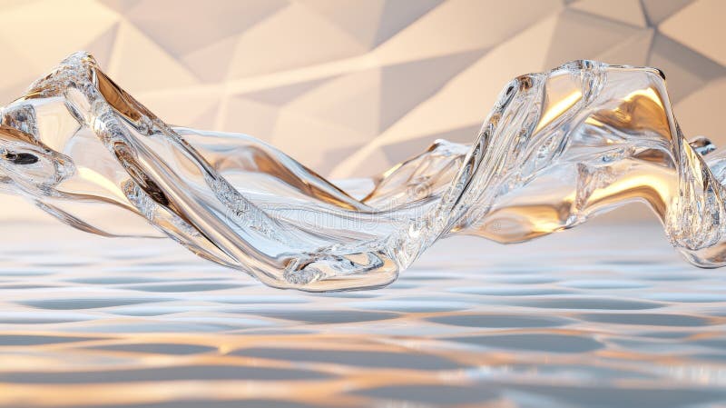 Vibrant 3D Abstract Wave of Clear Liquid with Glass Texture Stock ...