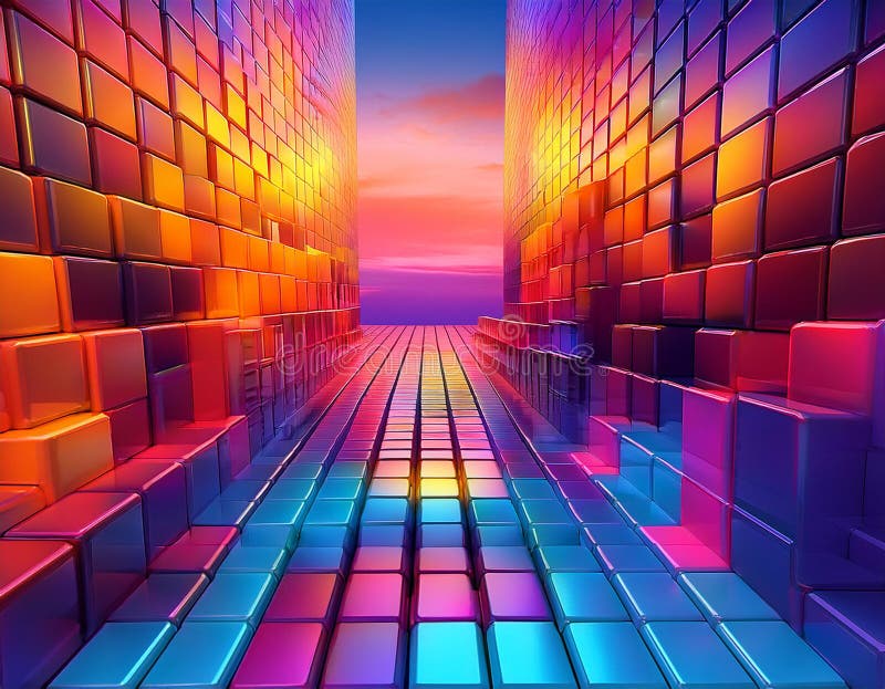 Vibrant 3D Background with Colorful Geometric Shapes and Depth Stock ...