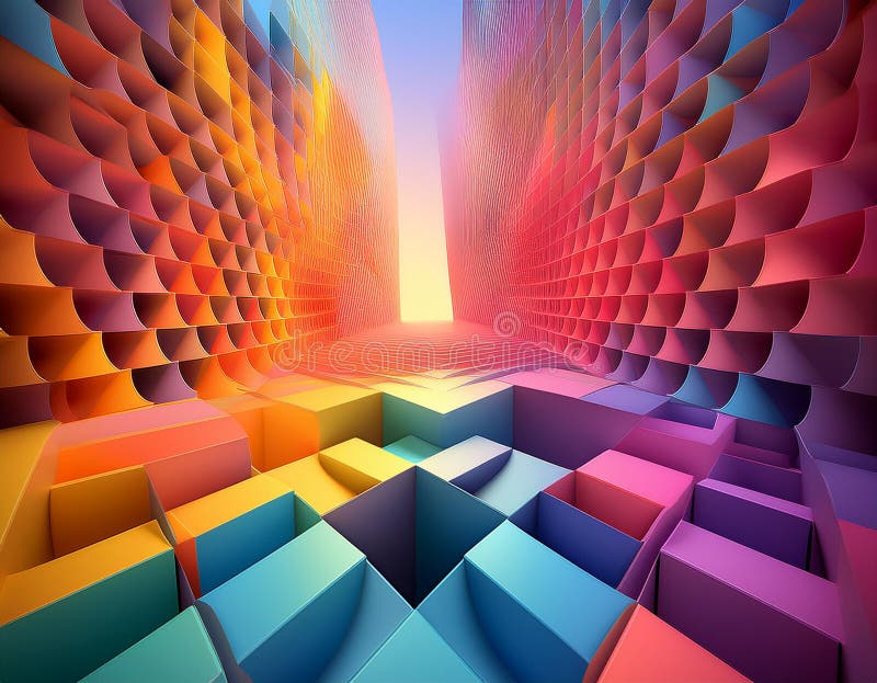 Vibrant 3D Background with Colorful Geometric Shapes and Depth Stock ...