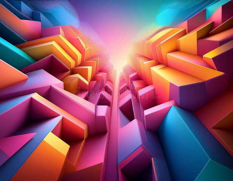 Vibrant 3D Background with Colorful Geometric Shapes and Depth Stock ...