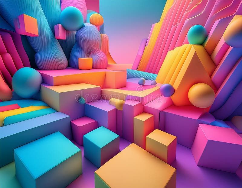Vibrant 3D Background with Colorful Geometric Shapes and Depth Stock ...