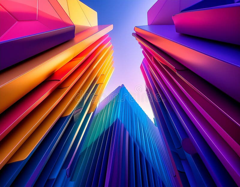 Vibrant 3D Background with Colorful Geometric Shapes and Depth Stock ...