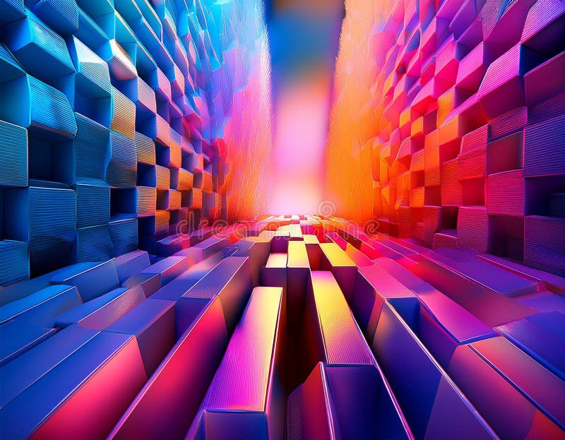 Vibrant 3D Background with Colorful Geometric Shapes and Depth Stock ...