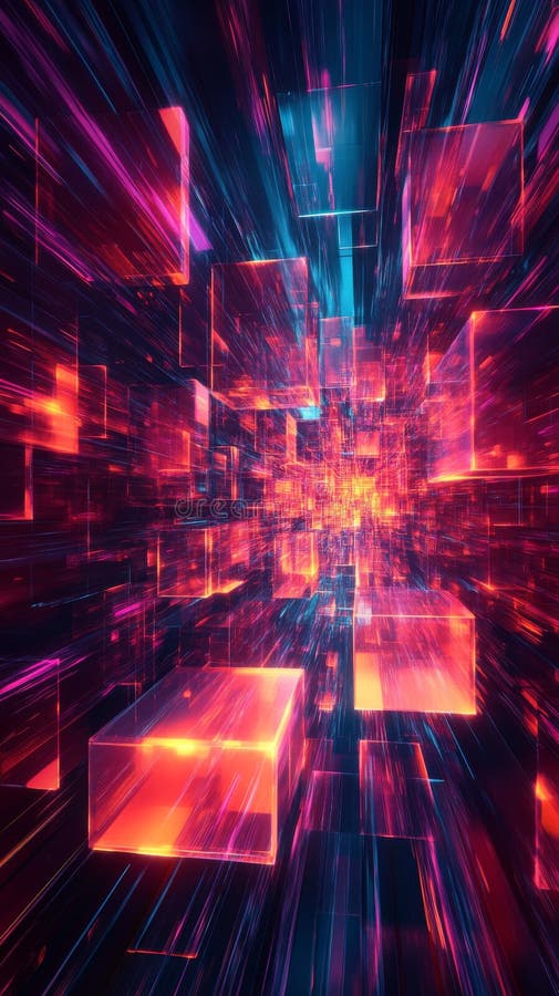 Vibrant 3D Blocks Illuminated with Colorful Lights Create a Mesmerizing ...