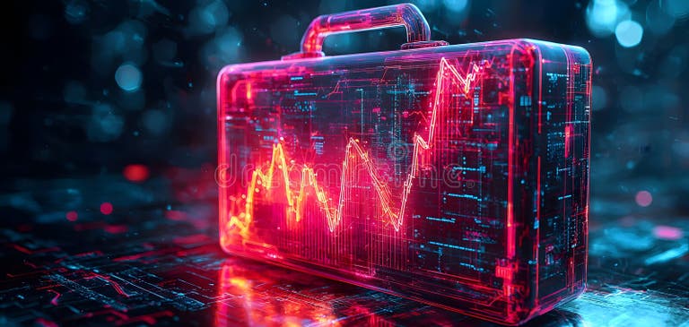 Vibrant 3D Briefcase Representing Digital Growth and Data Analysis ...
