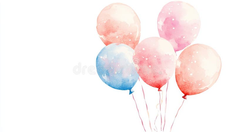 A Vibrant 2D Cartoon Balloon, Illustrated Using Watercolor Techniques ...