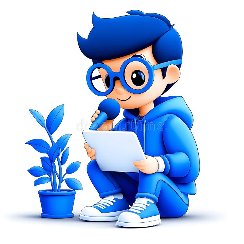 Cartoon Person Using Voice Command in 2D Style Stock Illustration ...