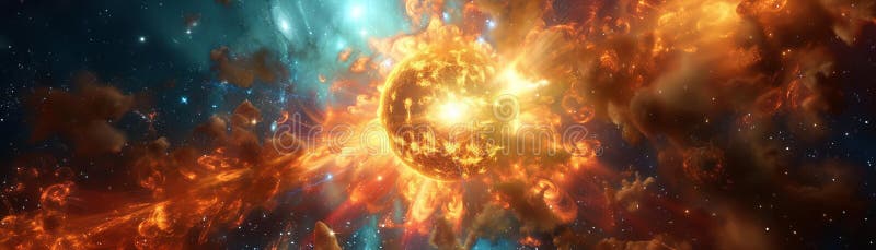 3 Vibrant 3D Cartoon Depicting a Massive Explosion in a Distant Galaxy ...
