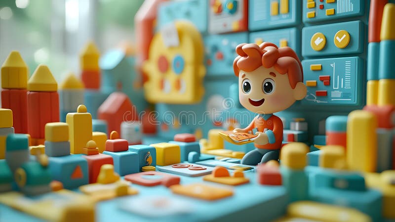 Vibrant 3D Cartoon Infographic Characters Engaged in Collaborative ...