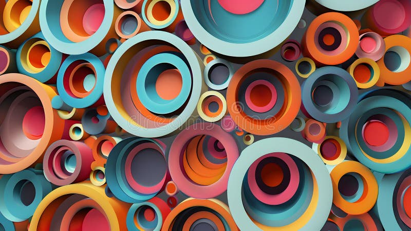 Colorful Abstract Circular Pattern Overlapping 3D Shapes Background ...