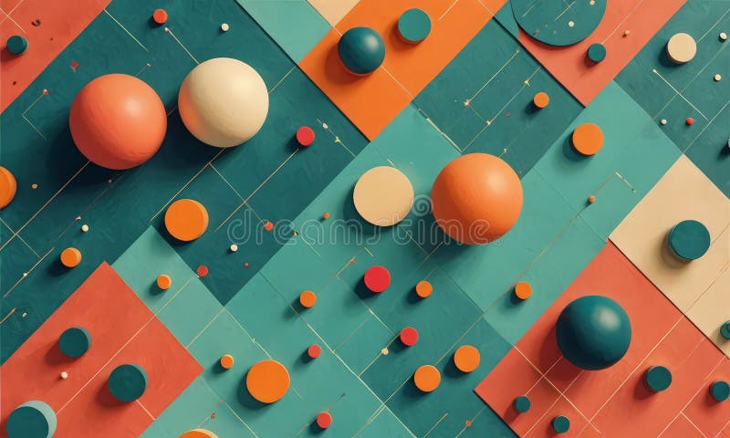 Vibrant 3D Collage Features Overlapping Spheres in Various Colors ...