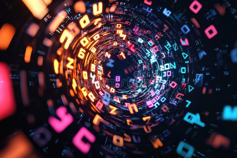 A Vibrant Composition of Numbers Arranged in a Spiral, with Geometric ...