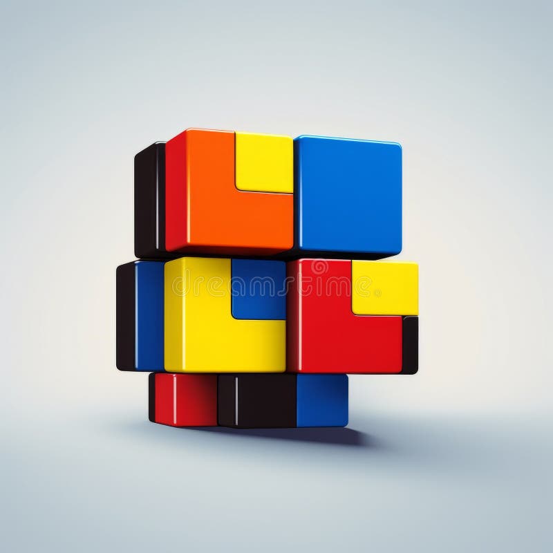 Vibrant 3d Cube Puzzles with Minimalist Sculpture Graphics Stock ...