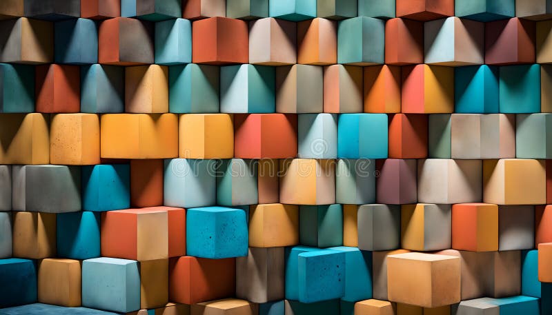 Colorful 3D Cube Pattern with Modern Geometric Design Stock ...