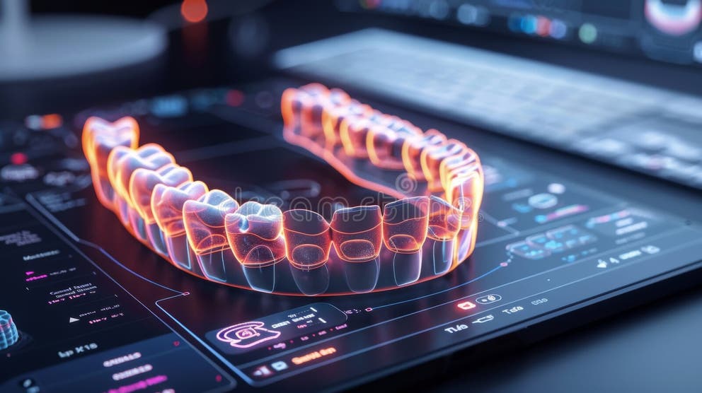 Digital Dental Model Displayed on a Futuristic Interface during a ...