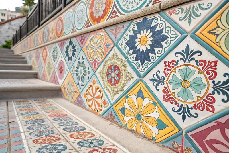 Colorful Ceramic Wall Tiles Design 3D Illustration Stock Illustration ...