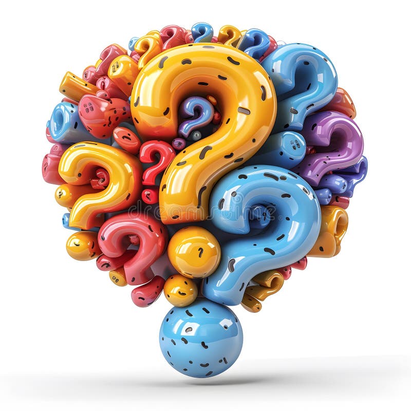 A Vibrant 3D Design Featuring Multiple Colored Question Marks ...