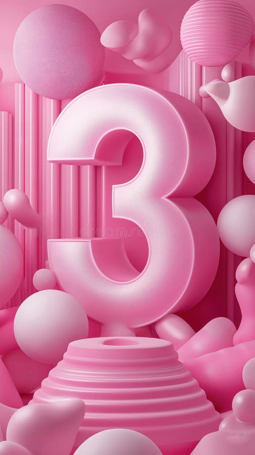 Playful Pink 3d Design with Soft Shapes Stock Illustration ...