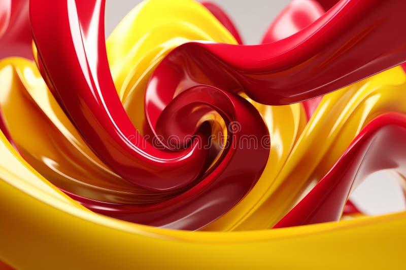Minimalistic 3D Industrial Design in Ruby Red and Bright Yellow with ...