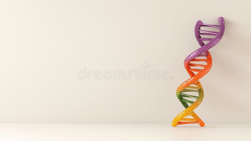 Vibrant 3D DNA Helix Model in Colors Against a Simple Background for ...