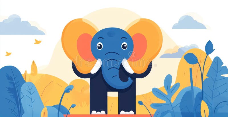 A Vibrant D Elephant Poster Featuring Modern Flat Design, Perfect for ...