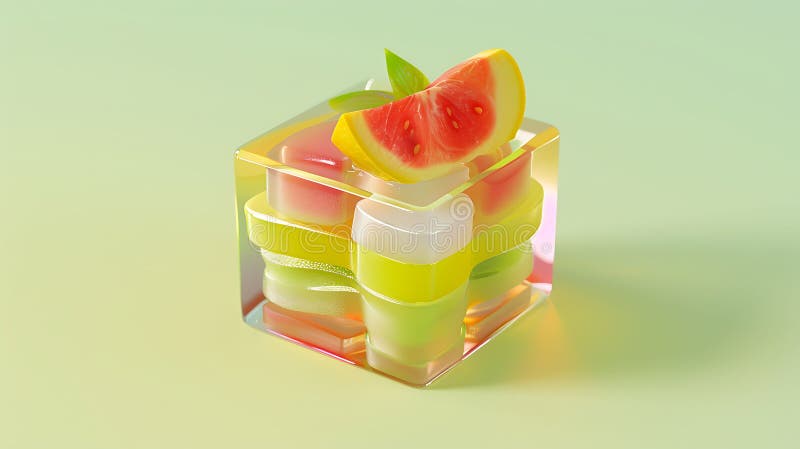 Vibrant 3D Food in Isometric Style on Gradient Glass - Colorful Color ...