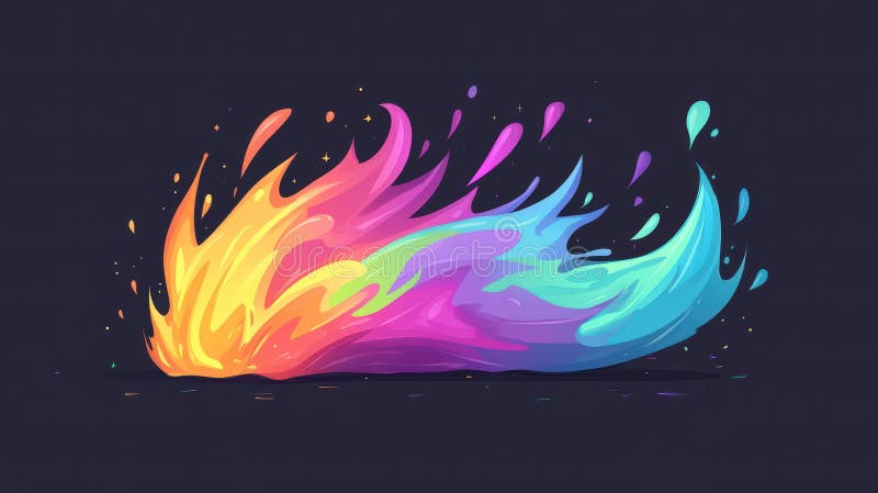 Vibrant D Game Design Features a Rainbow Flame Explosion in Cartoon ...