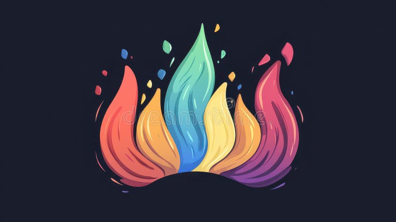 Vibrant D Game Design Features a Rainbow Flame Explosion in Cartoon ...