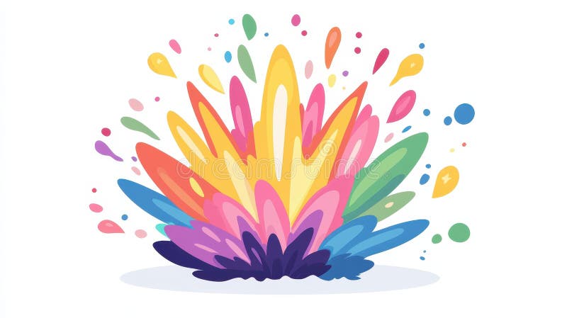 Vibrant D Game Design Features a Rainbow Flame Explosion in Cartoon ...