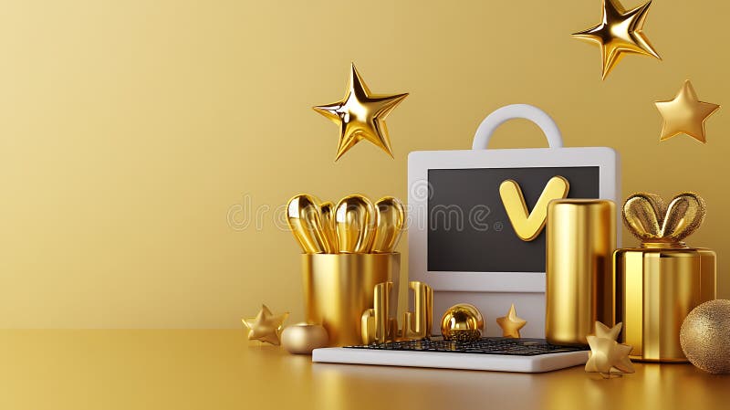 Vibrant 3D Gold Customer Feedback Display Stock Illustration ...