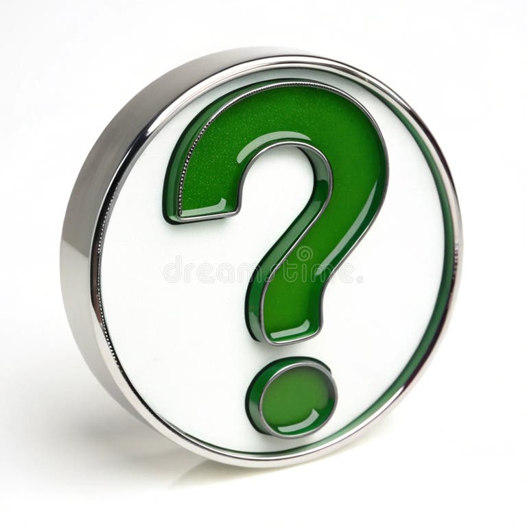 Green 3D Question Mark Icon Isolated on White Background Stock ...