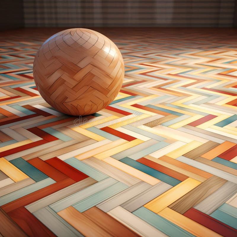 Vibrant 3d Herringbone Pattern Wooden Sphere Artistic Masterpiece Stock ...