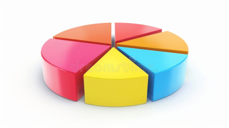 Colorful 3D Pie Chart Graphic Illustration on White Background Stock ...