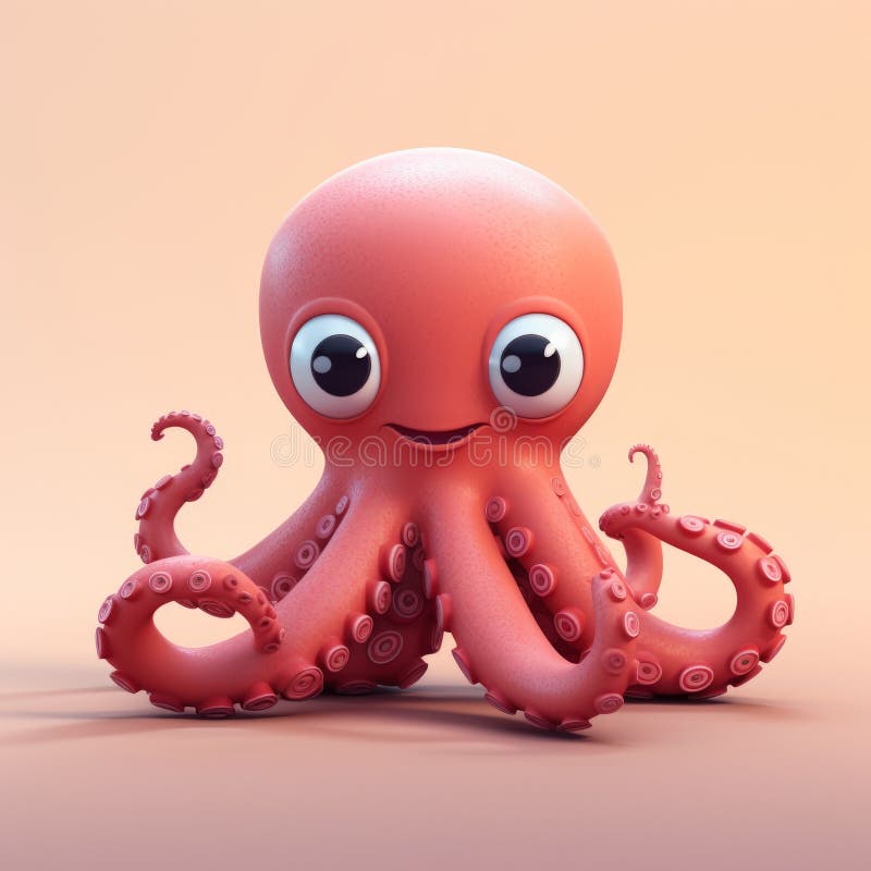 Vibrant 3d Illustration of a Playful Octopus in a Pink Shell Stock ...