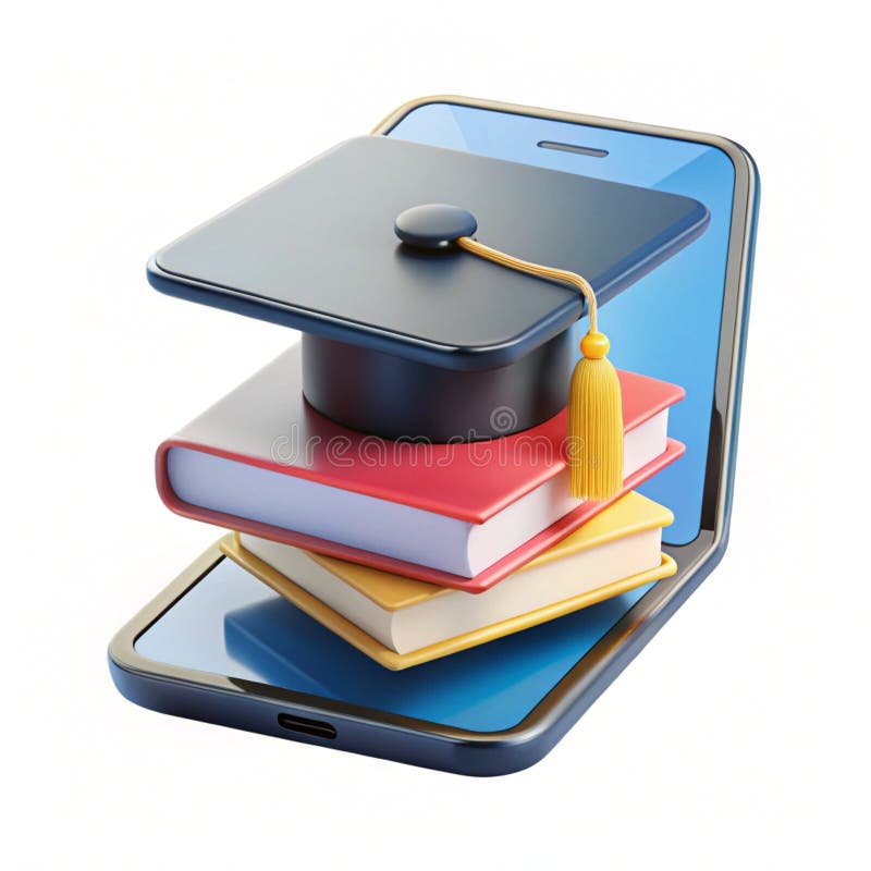 Online Learning Course App 3D Illustration Isolated on White Background ...