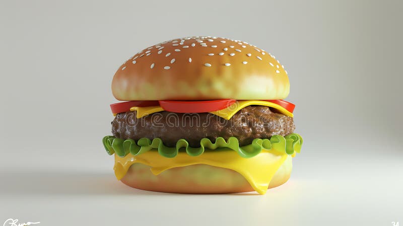 Vibrant 3D Isometric Burger on Gradient Glass with Colorful Matching, Plain Background - 3D ...