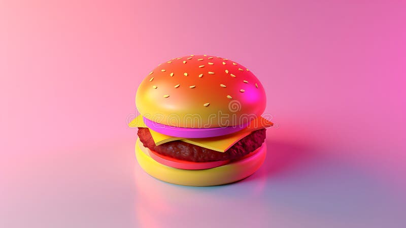 Vibrant 3D Isometric Burger on Gradient Glass with Colorful Matching ...