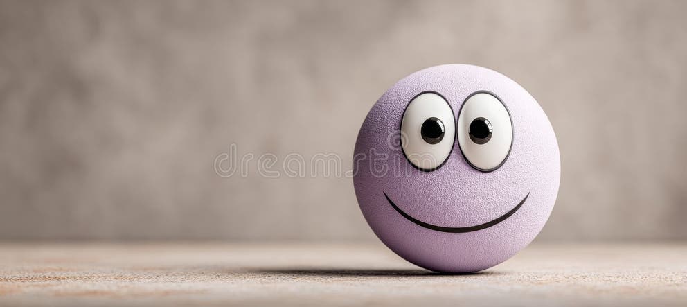 Vibrant 3D Lavender Colored Happy Smiley Face Sphere with Big ...