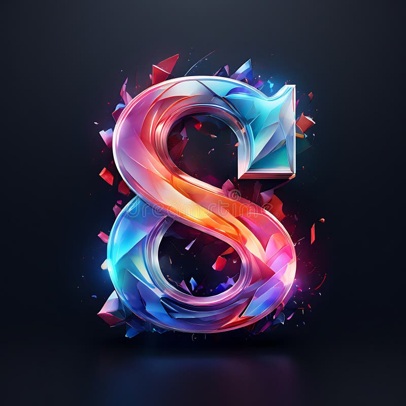 Vibrant 3D Letter S with Shattered Glass Effect Stock Illustration ...