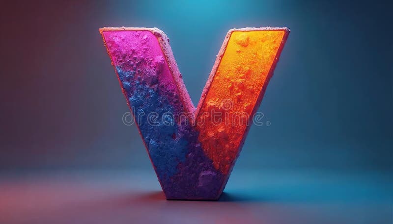 Vibrant 3d Letter V Render Neon Color Texture Stock Illustration ...